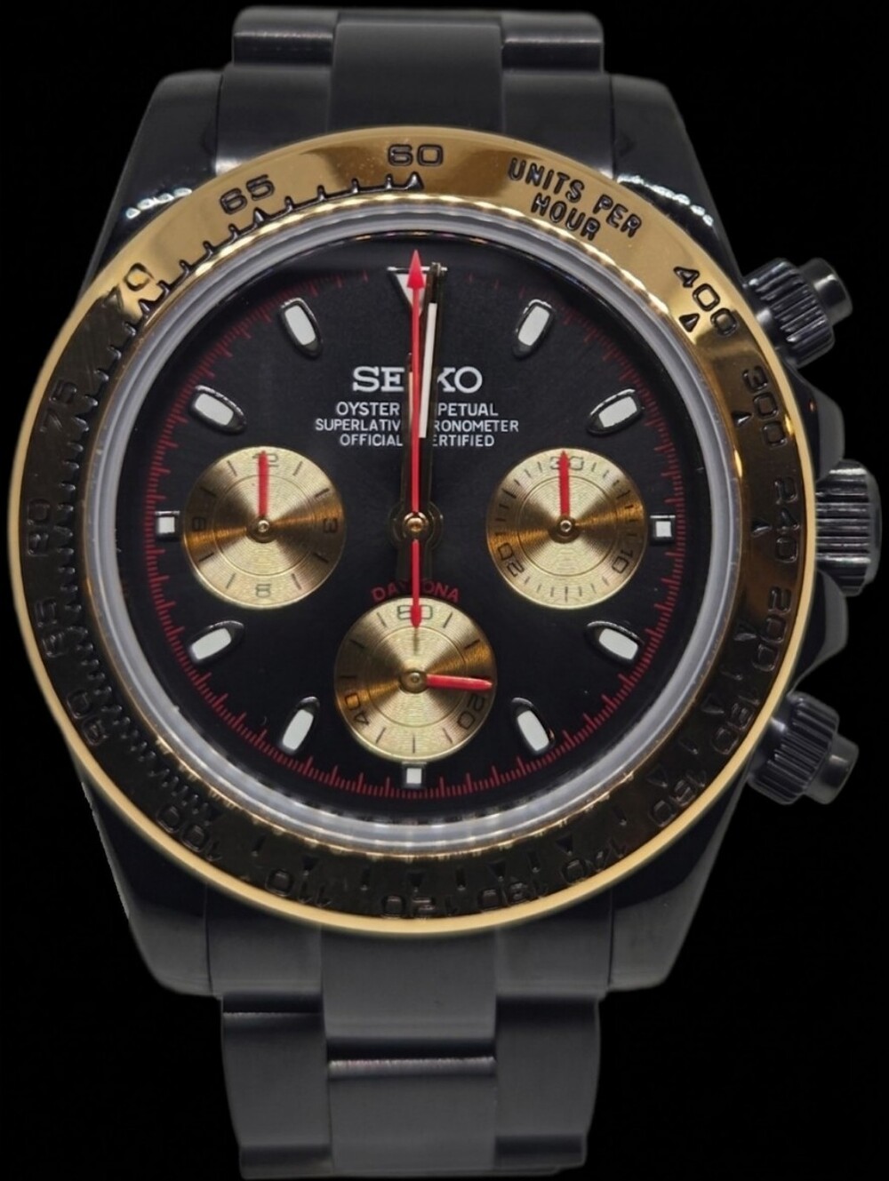 Seiko | Accessories | Custom Seiko Mod Vk63 Chronograph Black And Gold ...
